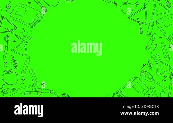 Animated school elements on green backdrop create a vibrant feel ideal ...