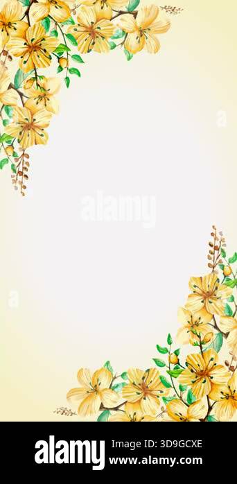 Animated floral frame with watercolor roses and leaves, perfect for ...