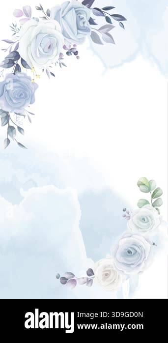 Animated floral frame with watercolor roses and leaves, perfect for ...