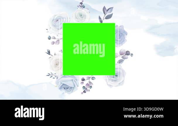 Animated floral frame with watercolor roses and leaves, perfect for ...