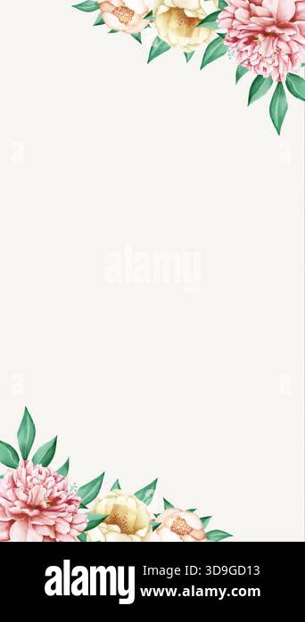 Animated floral frame with watercolor roses and leaves, perfect for ...
