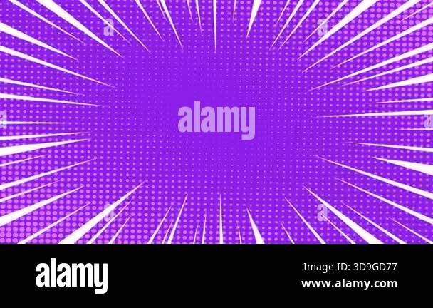Vibrant purple comic book style animation with halftone dots and speed ...