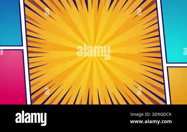 Explosive orange and red comic book style background with a burst ...