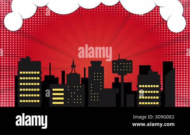 Explosive orange and red comic book style background with a burst ...