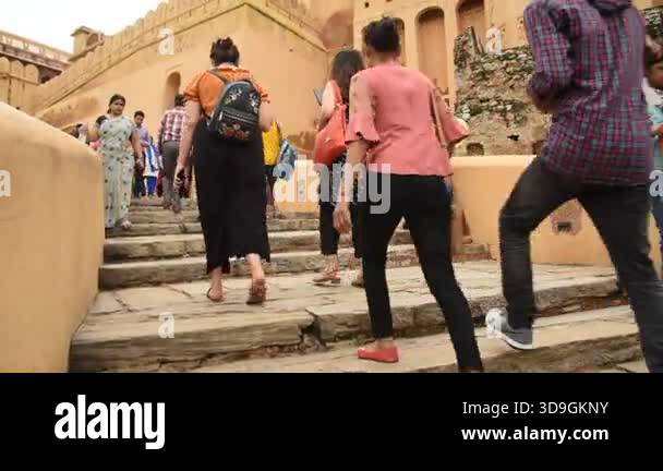 JAIPUR, INDIA 11 AUGUST 2019 : Crowd of tourists from all over the ...