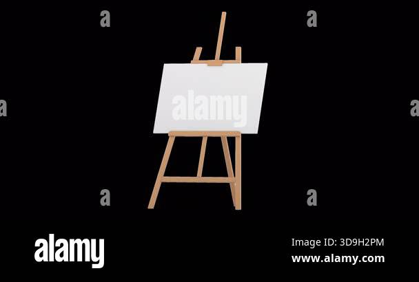 Artist easel with blank canvas rotation animation seamlessly loopable ...