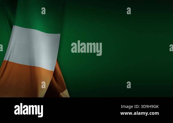 Flag of Ireland curtain banner subtle wave seamless loop high ...