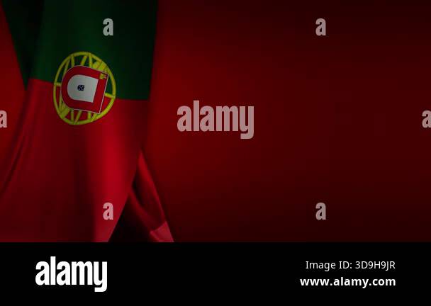Flag of Portugal curtain banner subtle wave seamless loop high ...