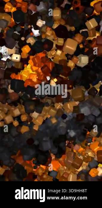 Expanding forward movement of glossy shaded cubes in mixed chromatic ...