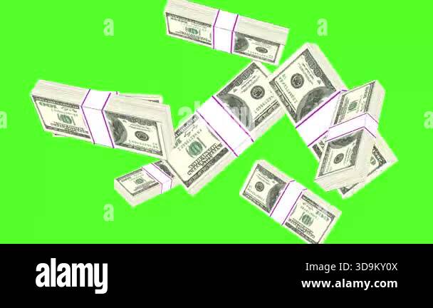 Bundles of US 100 Dollars floating Green Screen Stock Video Footage - Alamy