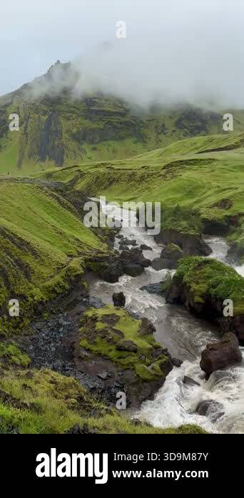 Mossy Landscape With Cascading Waterfall Wallpaper. High quality 4k ...