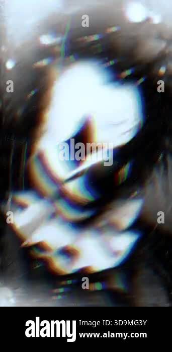 Glitch Art Portrait Of A Neon Blue Clown Mask With Distorted Facial ...