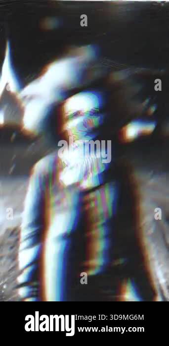 Glitch Art Portrait Of A Neon Blue Clown Mask With Distorted Facial ...