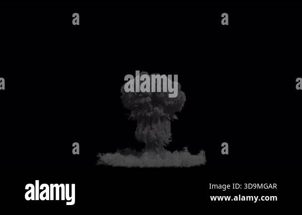 Nuclear explosion with big mushroom cloud of smoke that it leaves ...