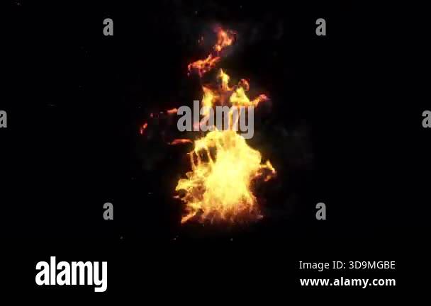 Small fire that burns rapidly with hot embers and sparks flying around ...