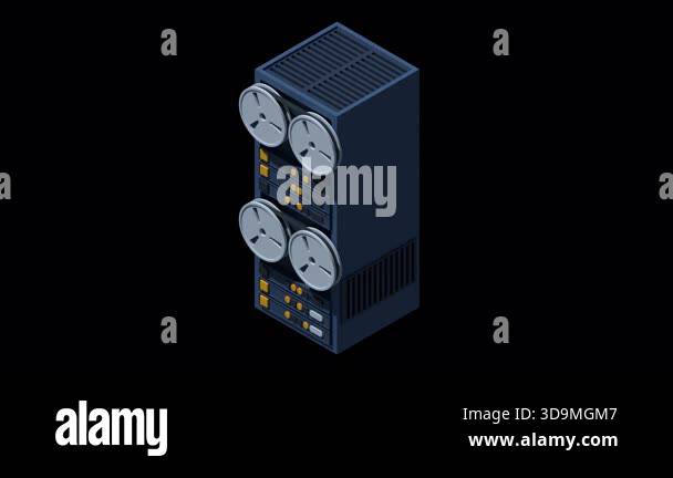 Server rack animation. Isometric server. Server network equipment ...