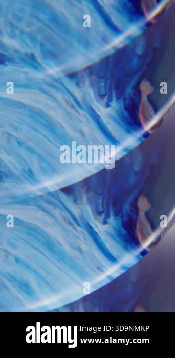 Vertical video. Optical effect paint. Art fluid blur. Blue white ...
