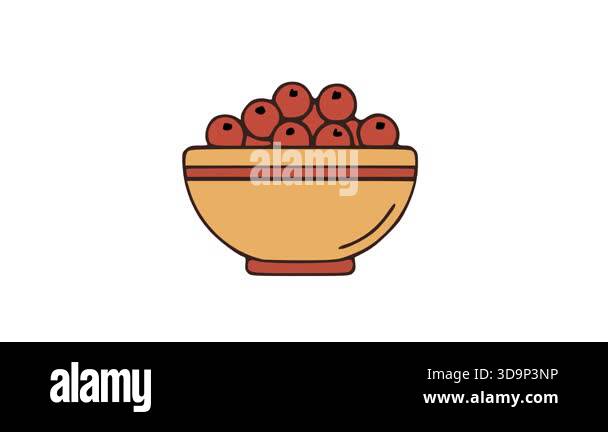 Cute apple bowl animation highlighting bright fruit, soft outlines, and ...
