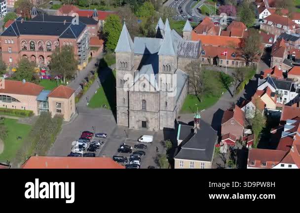 Summer panorama of Viborg, Midtjylland, Denmark. Aerial skyline view of ...