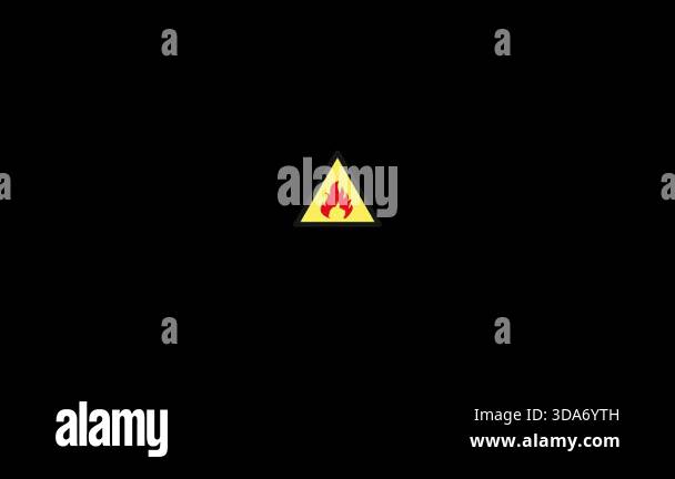 Animated fire warning symbol flashing. Use for safety messages ...