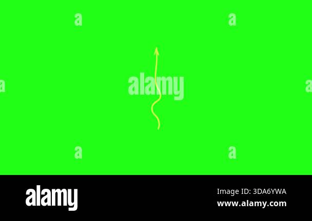 A dynamic yellow arrow moving upwards on a vibrant green screen. Great ...