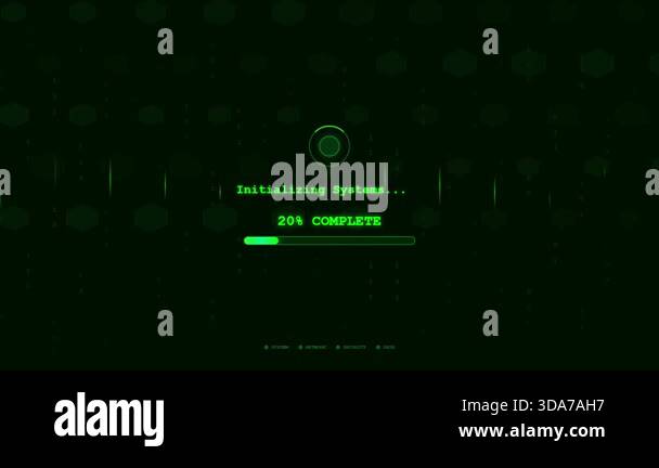 Futuristic System Boot Sequence Animation Green Tech Terminal UI ...