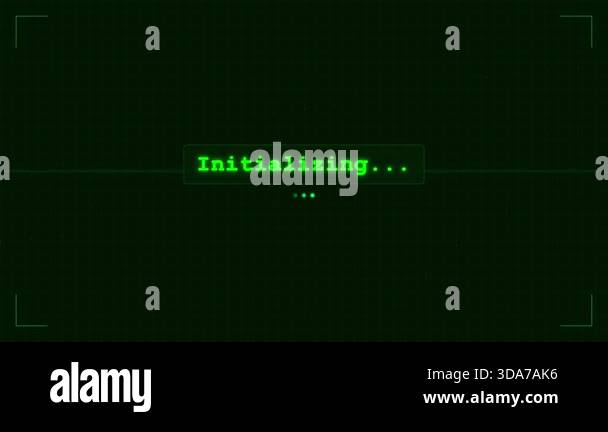 Futuristic System Boot Sequence Animation Green Tech Terminal UI ...