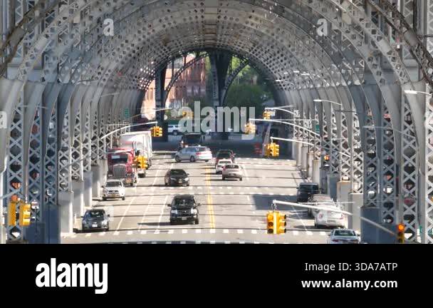New York City, United States - 15 Sept 2024: Riverside drive viaduct ...
