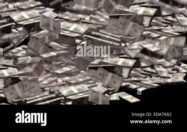 USA dollar money stacks falling on the black background Stock Video ...
