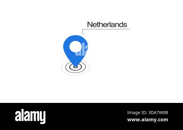Netherlands location marker animation on transparent background ...