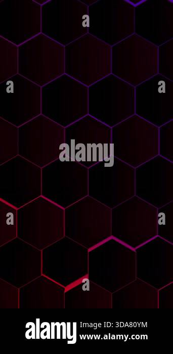 Abstract technology background with a glowing neon hexagon grid ...