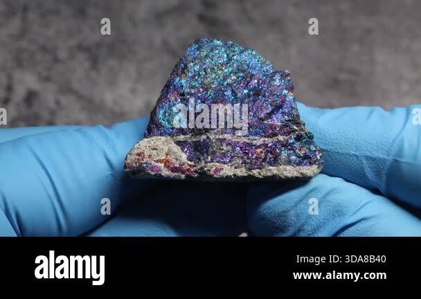 Colored copper gravel mineral with iridescent colors close up Stock ...