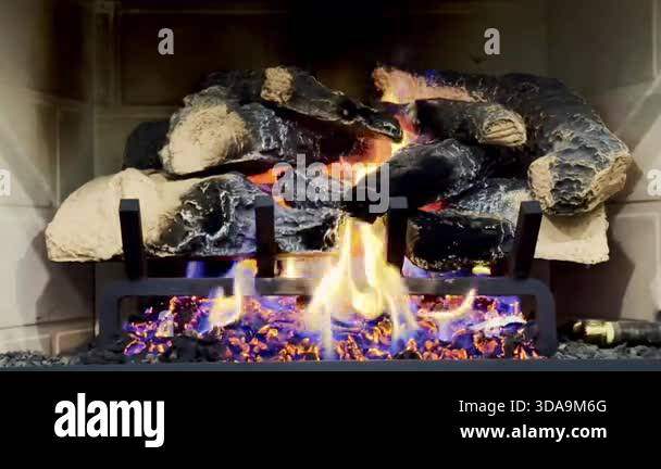 Cozy Fireplace. Warm Crackling Fire Loop for Relaxation Stock Video ...