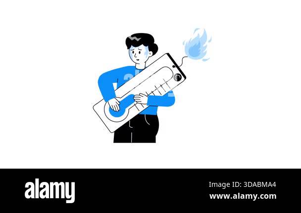 High temperature character animated illustration in modern style Stock ...