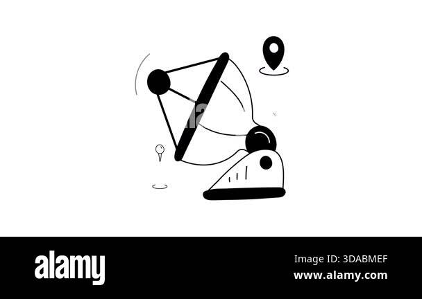 Satellite animated icon representing global mapping and GPS tracking ...