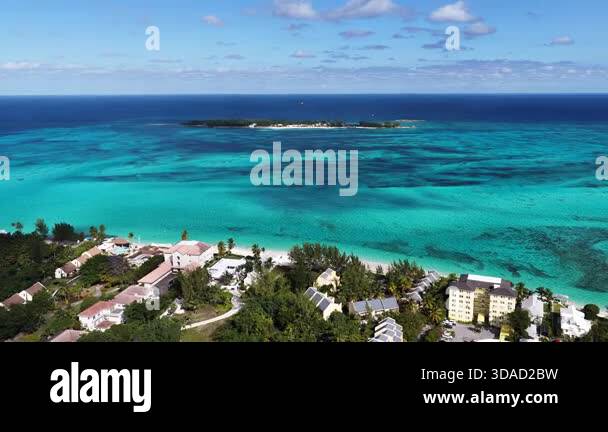 Cable Beach At Nassau In New Providence Bahamas. Seascape Skyline ...