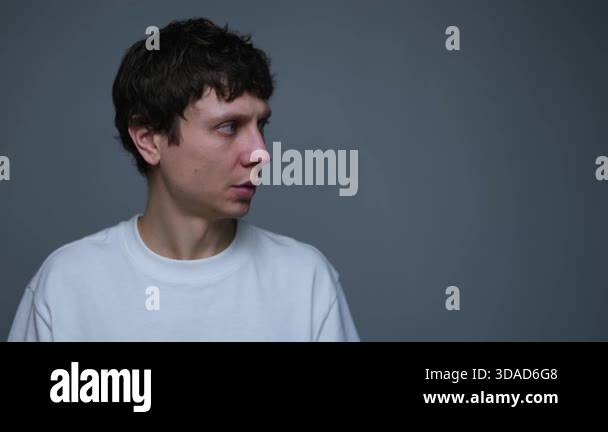 Awkward look away social discomfort introvert stress Stock Video ...