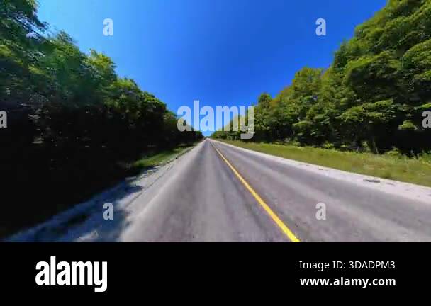 Backward view country road back view driving plate POV, high side walls ...
