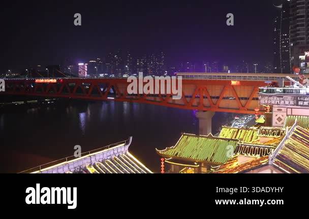 Chongqing, China- 2 Nov 2025: Stunning night view of Hongya Cave in ...