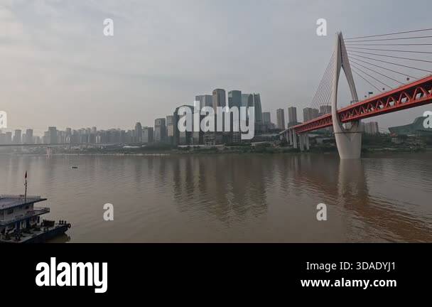 Chongqing, China- 2 Nov 2025: Overview of Qiansimen bridge where it ...