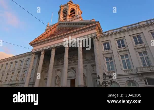 BRUSSELS, BELGIUM - NOVEMBER 26, 2025 - Neoclassical church facade with ...