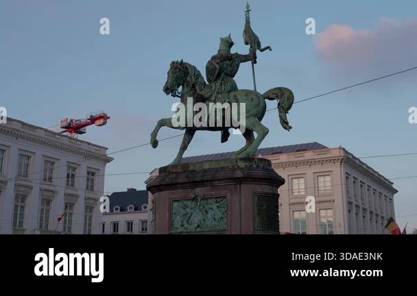 BRUSSELS, BELGIUM - NOVEMBER 26, 2025 - Knight statue of Godfrey of ...