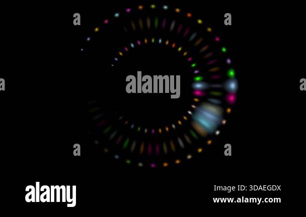 Colorful Spiral Mandala with Vibrant Neon Light Dots on Black ...