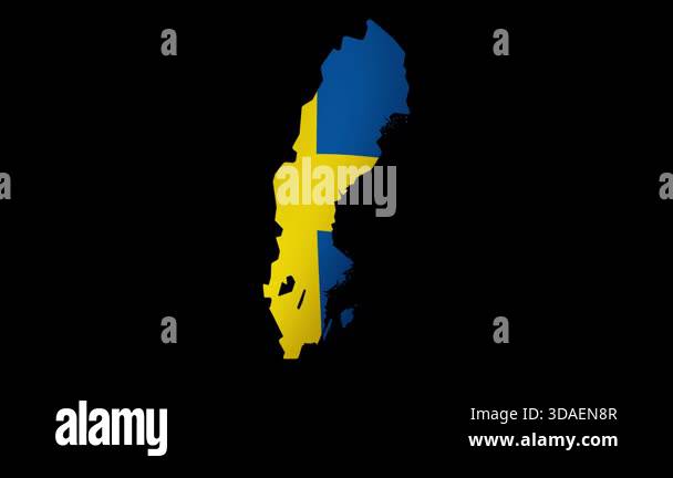 Looping animation of the Swedish flag as a map with a transparent ...