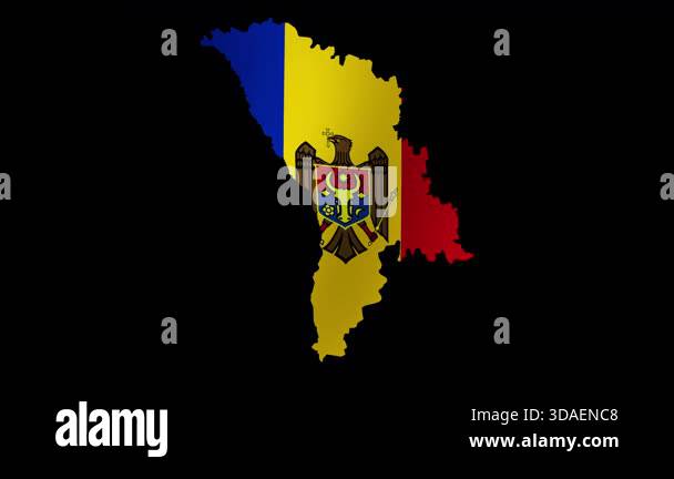 Looping animation of the Moldovan flag as a map with a transparent ...