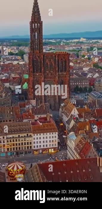 Aerial view of Strasbourg Cathedral Notre Dame de Strasbourg in the ...