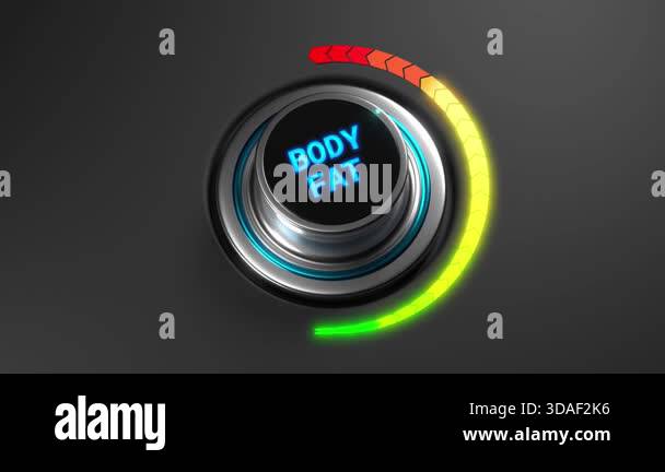 Animated knob increasing body fat level from green to red. Great for ...