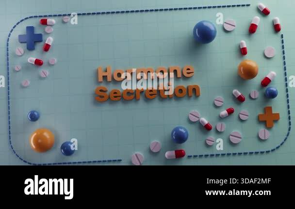 hormone pill illustration, endocrinology medication visual concept ...