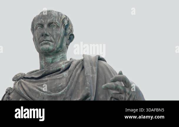 Iconic statue of Julius Caesar in central Rome, surrounded by ancient ...