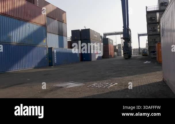 Port Said, Egypt - December 7 2020: Stacked variegated shipping ...